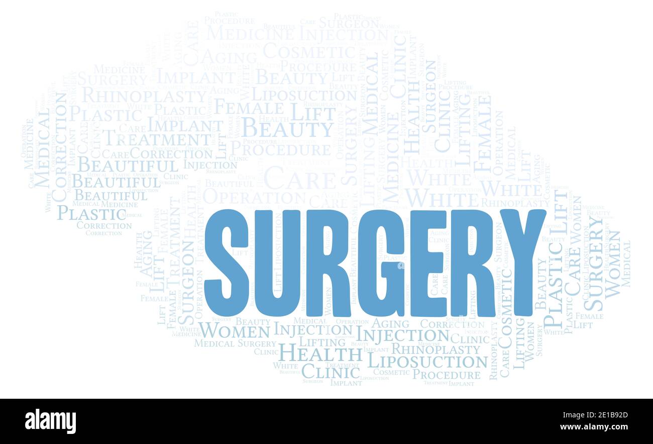Surgery typography word cloud create with text only Stock Photo - Alamy