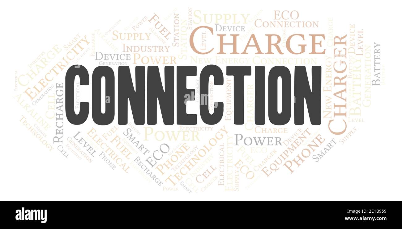 Connection typography word cloud create with text only Stock Photo - Alamy