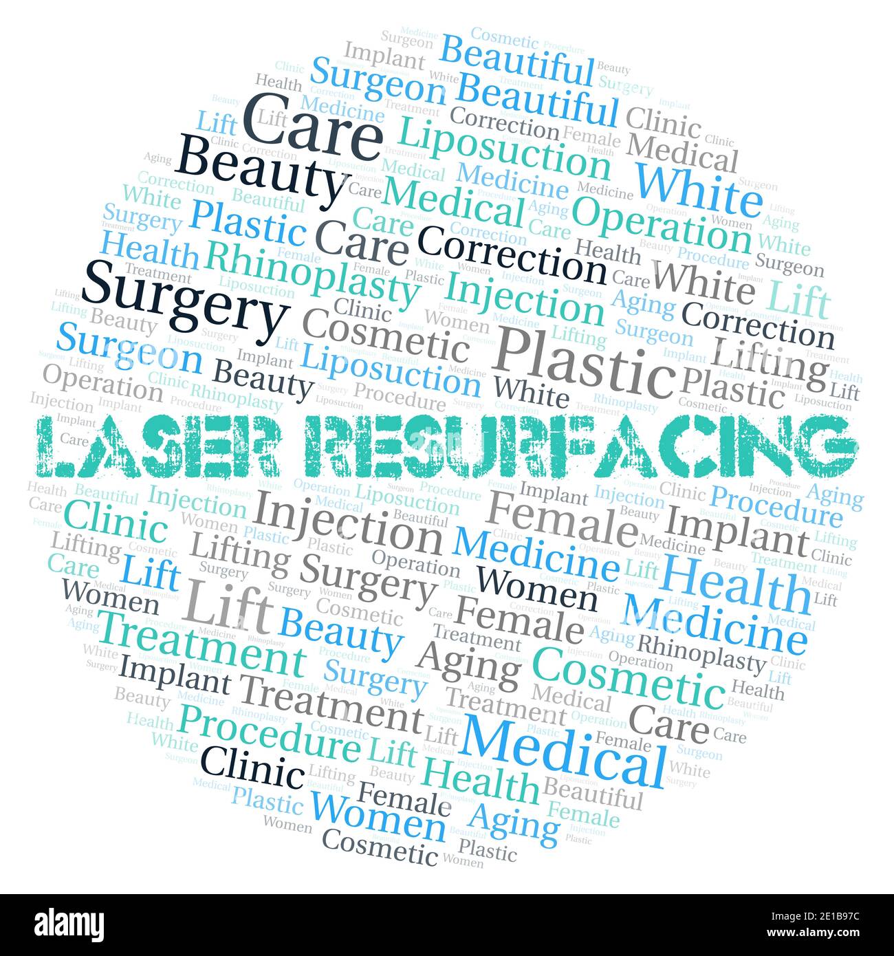 Laser Resurfacing typography word cloud create with text only. Type of ...