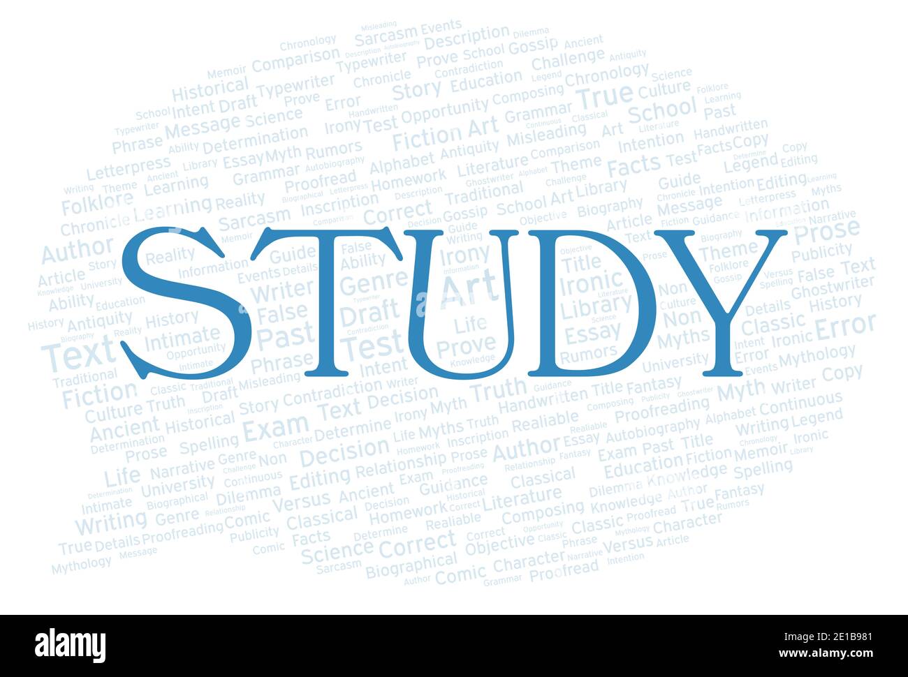 Study typography word cloud create with text only Stock Photo - Alamy