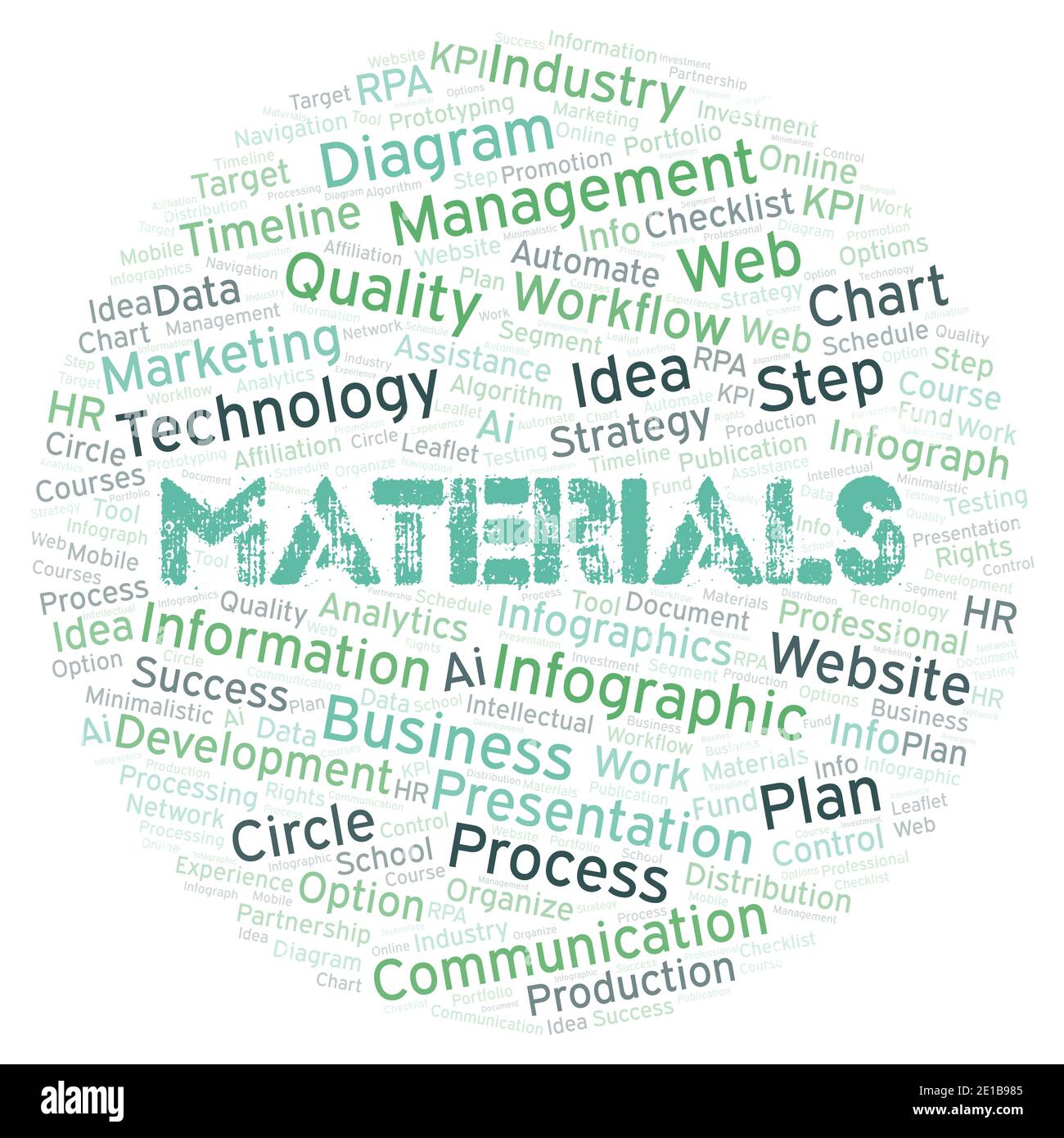 Materials typography word cloud create with text only Stock Photo - Alamy