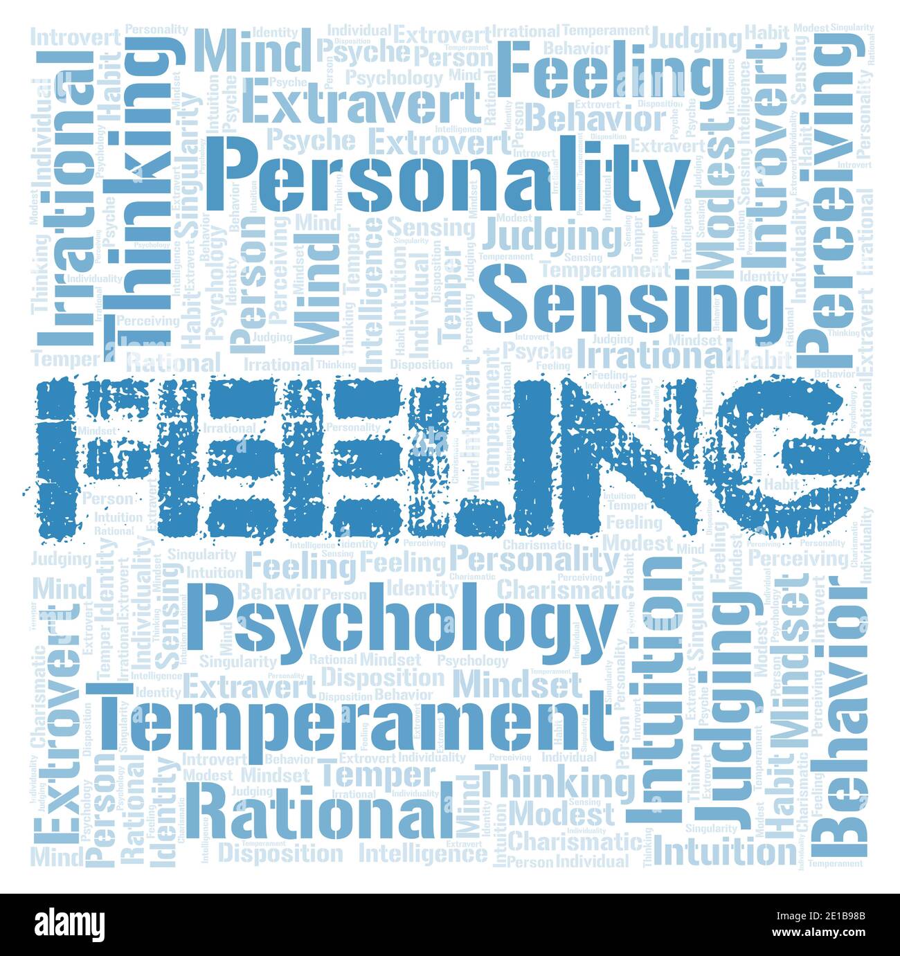 Feeling typography word cloud create with text only Stock Photo - Alamy