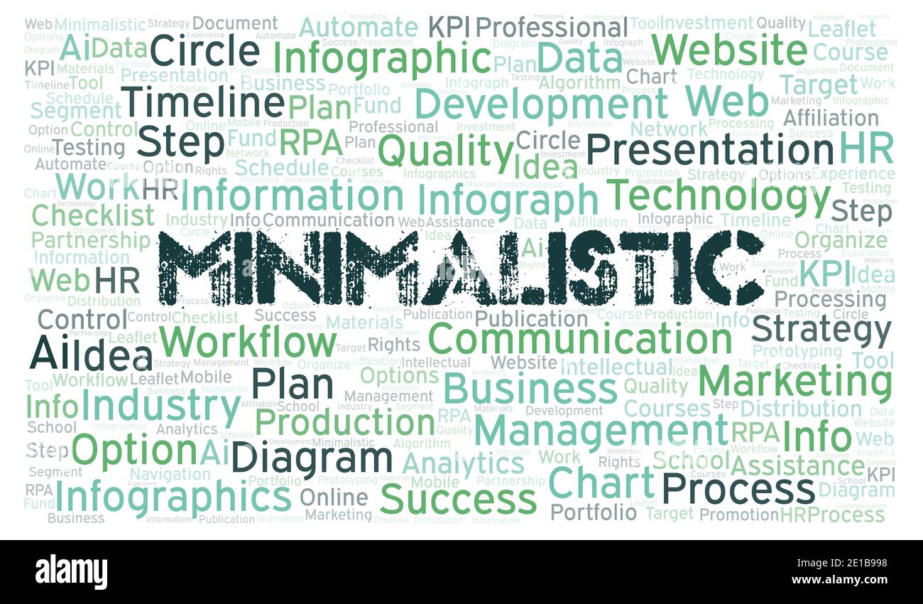 Minimalistic typography word cloud create with text only Stock Photo ...