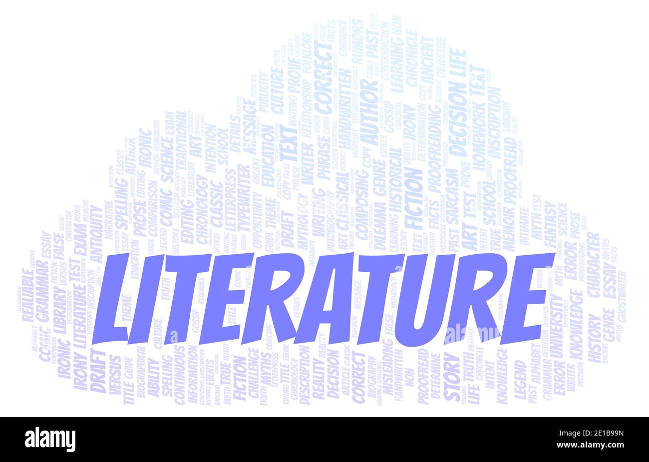 Literature typography word cloud create with text only Stock Photo - Alamy