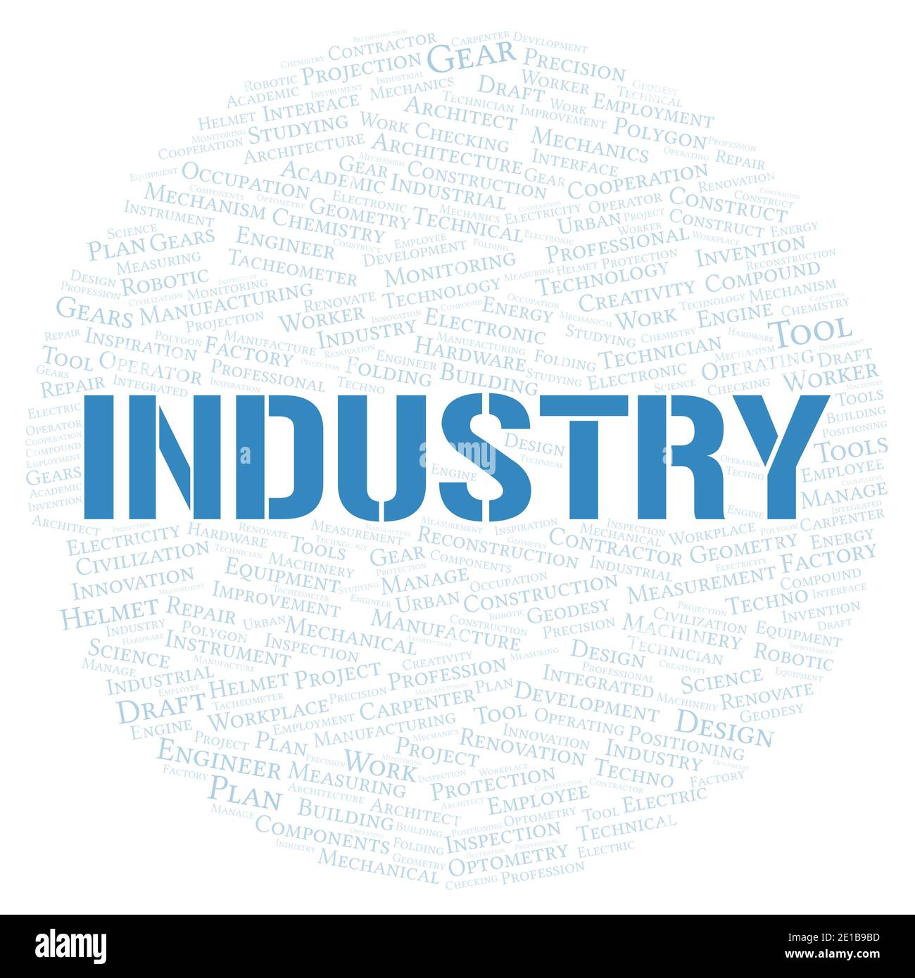 Industry typography word cloud create with text only Stock Photo - Alamy