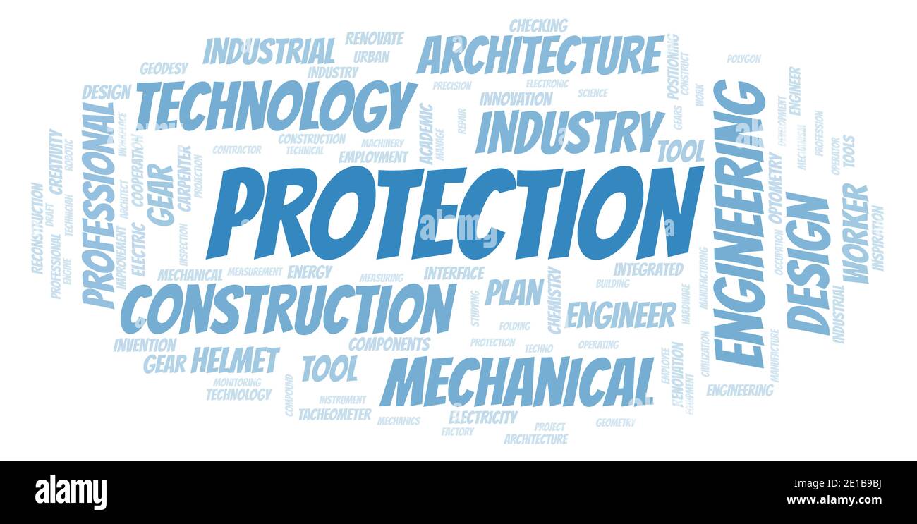 Protection typography word cloud create with text only Stock Photo - Alamy