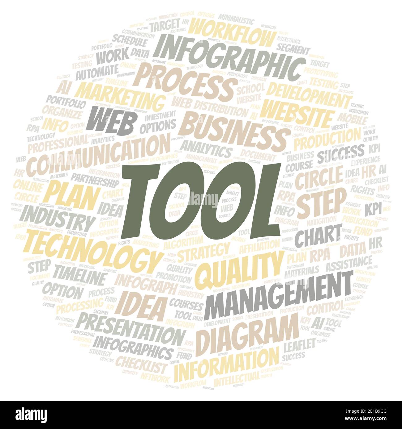 Tool typography word cloud create with text only Stock Photo - Alamy