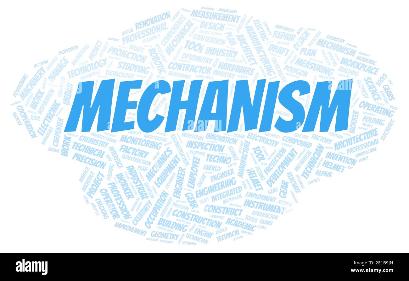 Mechanism typography word cloud create with text only Stock Photo - Alamy