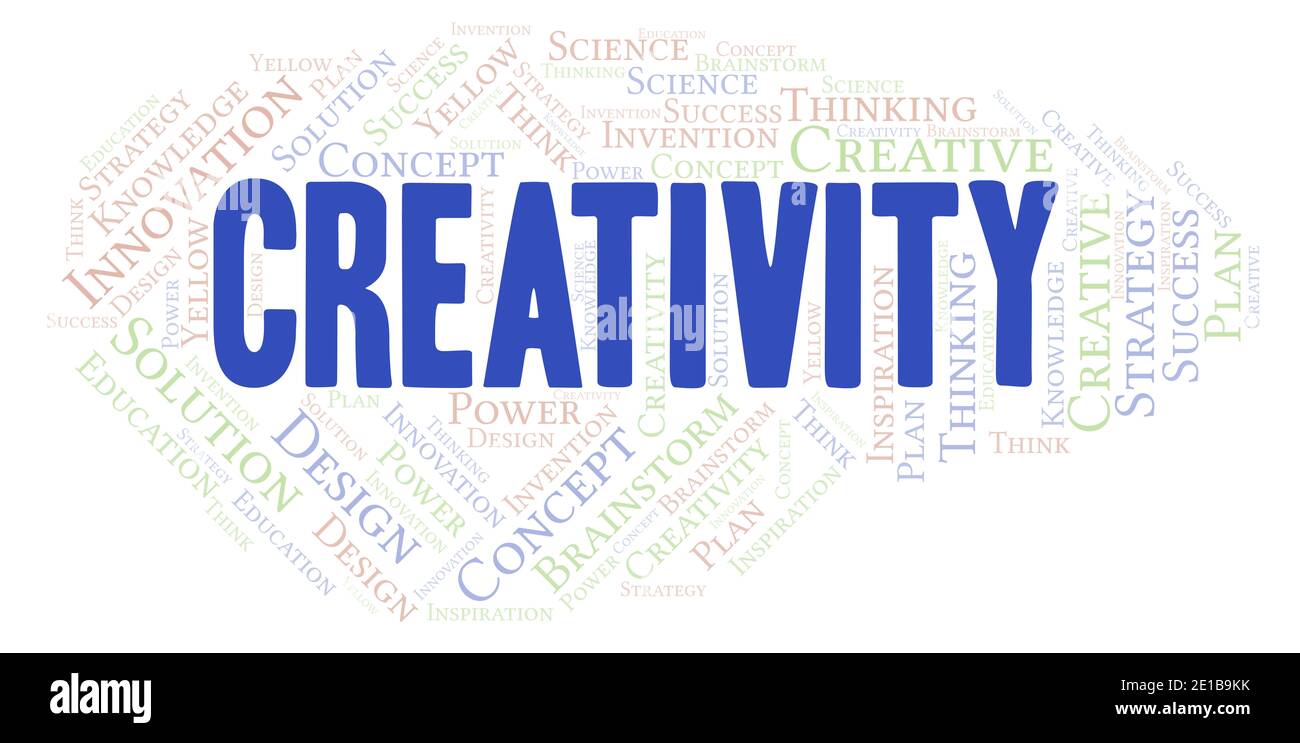 Creativity typography word cloud create with text only Stock Photo - Alamy