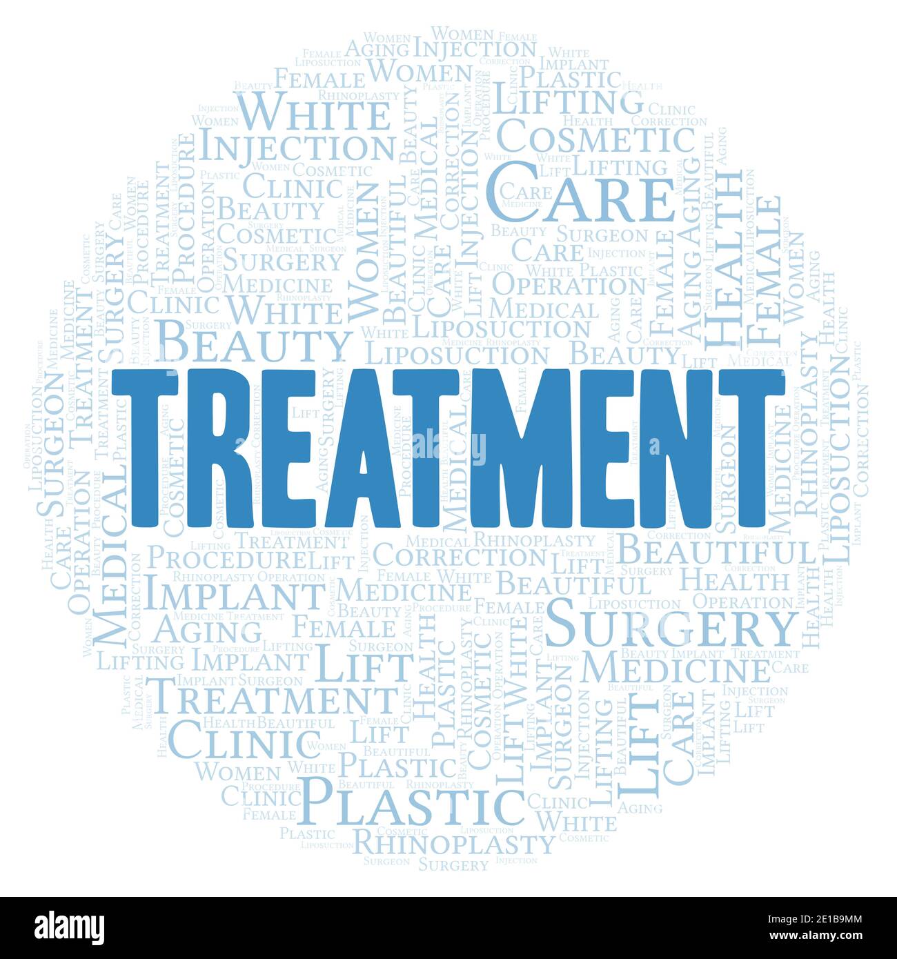 Treatment typography word cloud create with text only Stock Photo - Alamy