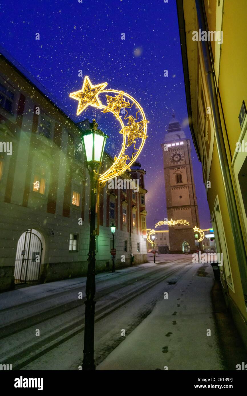Enns, Austria, 06 jan 2021, snow in the city of enns Stock Photo - Alamy