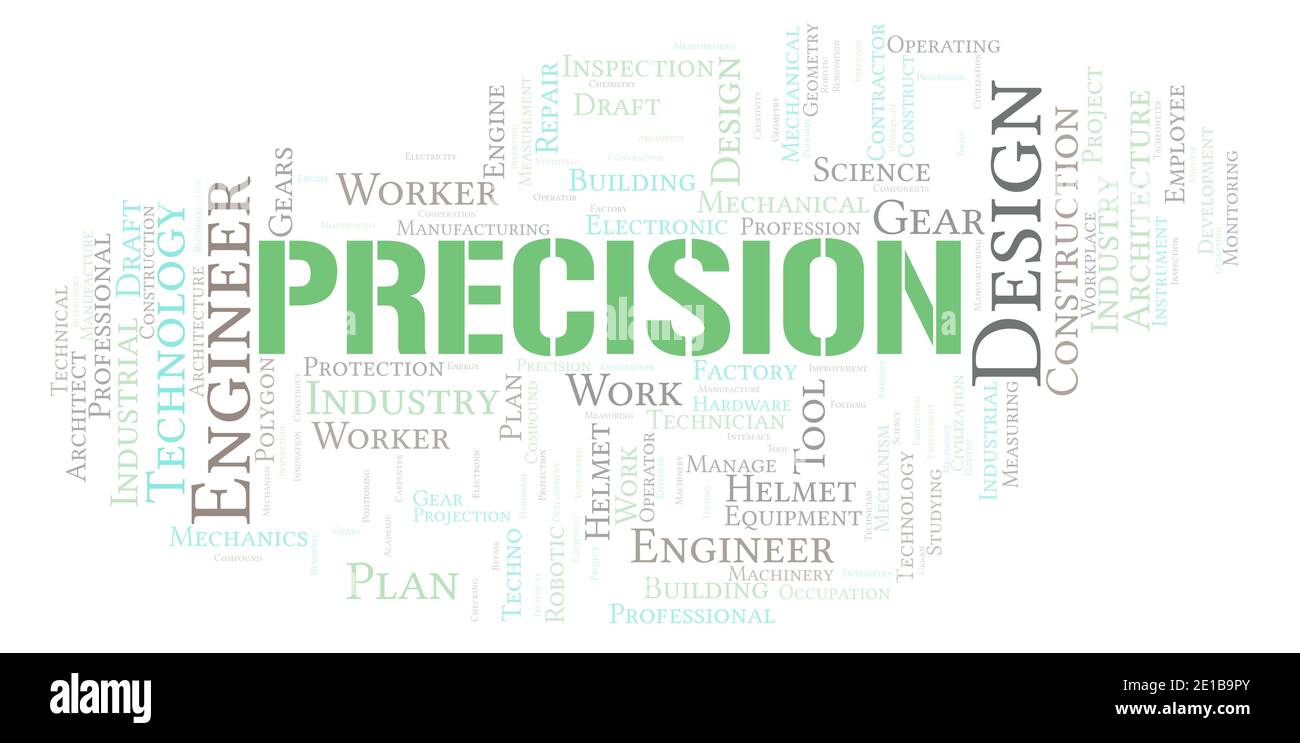Precision typography word cloud create with text only Stock Photo - Alamy