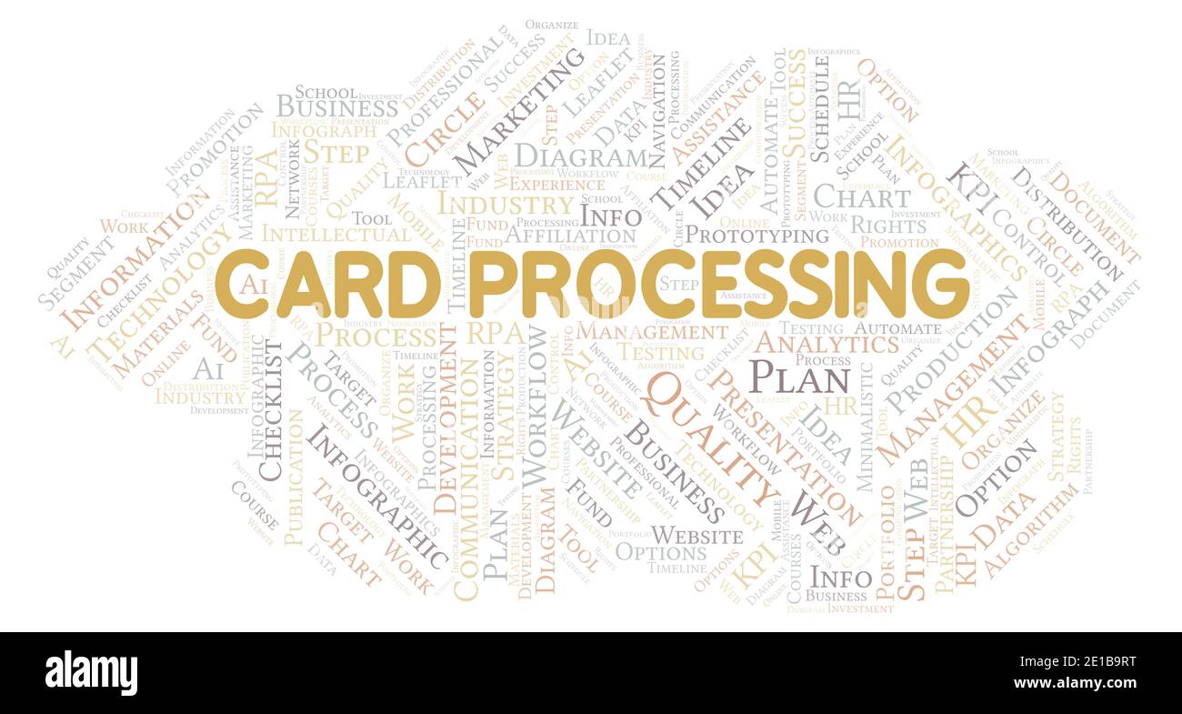 Card Processing typography word cloud create with text only Stock Photo ...