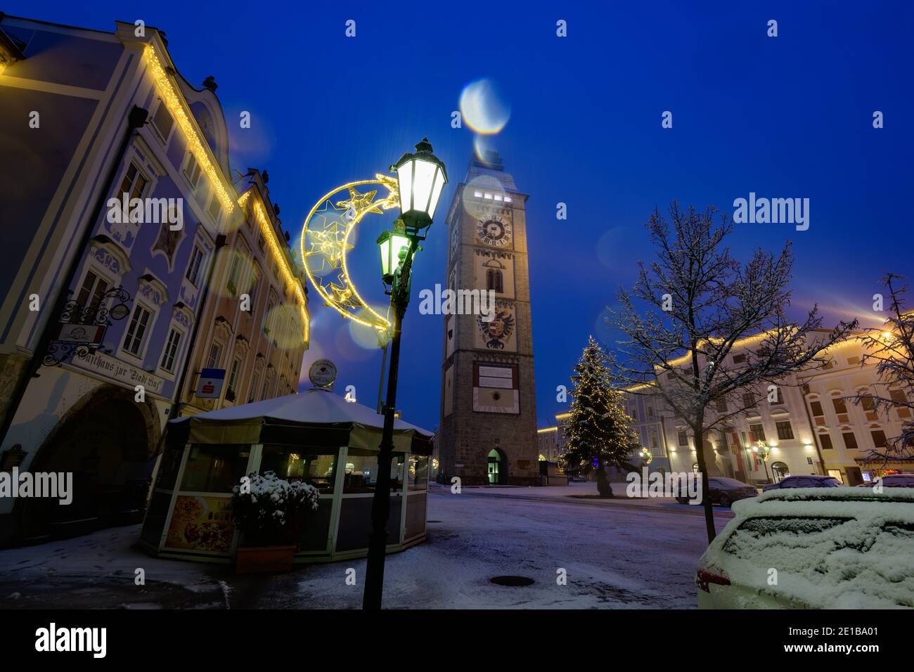 Enns, Austria, 06 jan 2021, snow in the city of enns Stock Photo - Alamy
