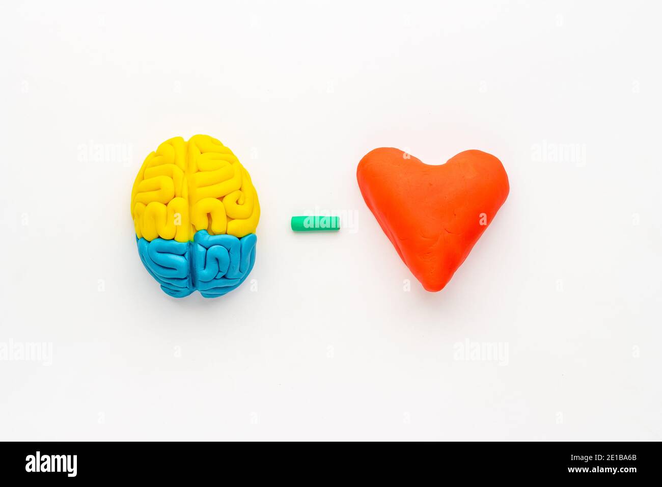 Mind and emotions - brain with heart made of clay, top view Stock Photo ...