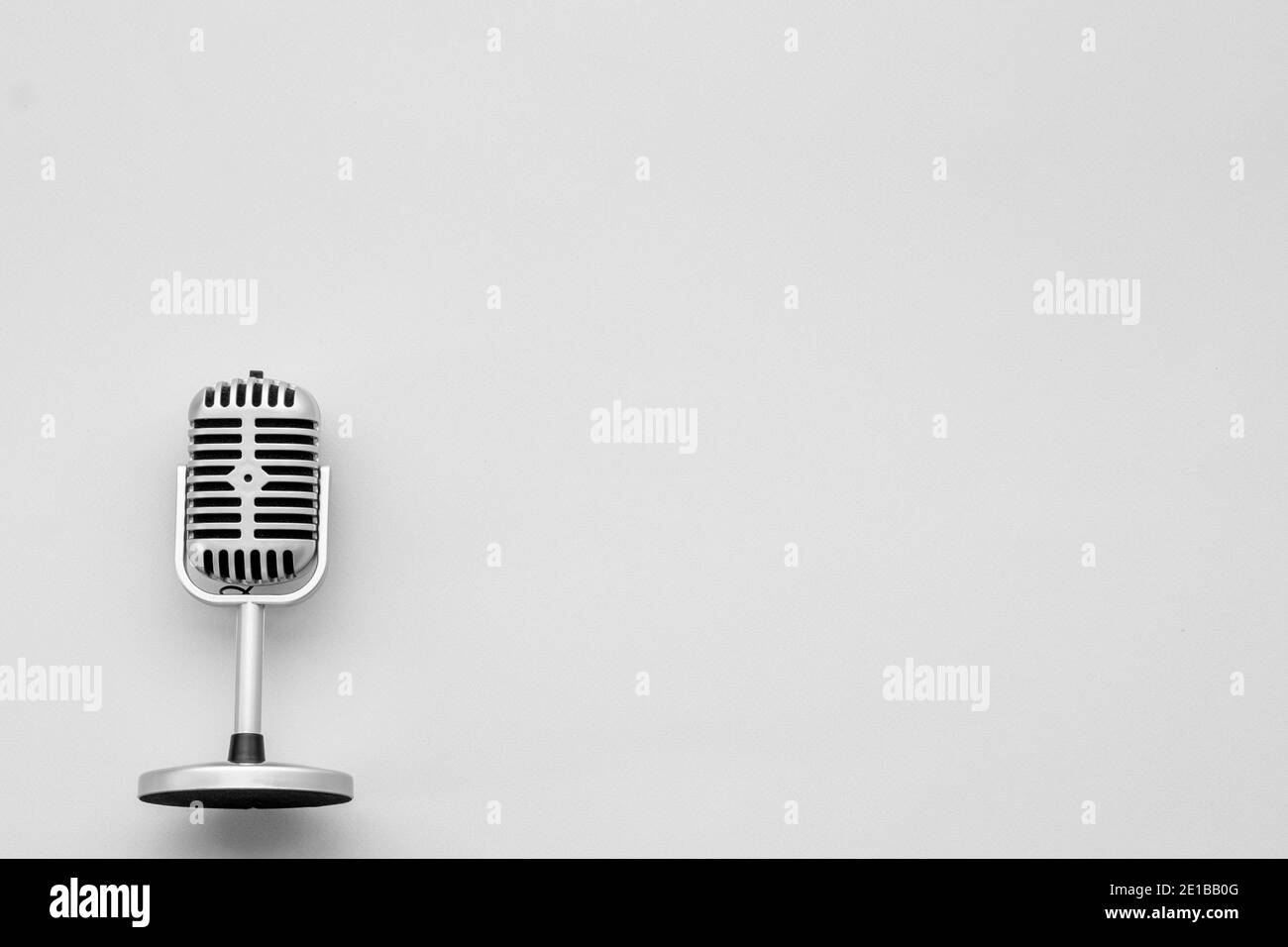 Flat lay of retro classic microphone with space for text Stock Photo ...