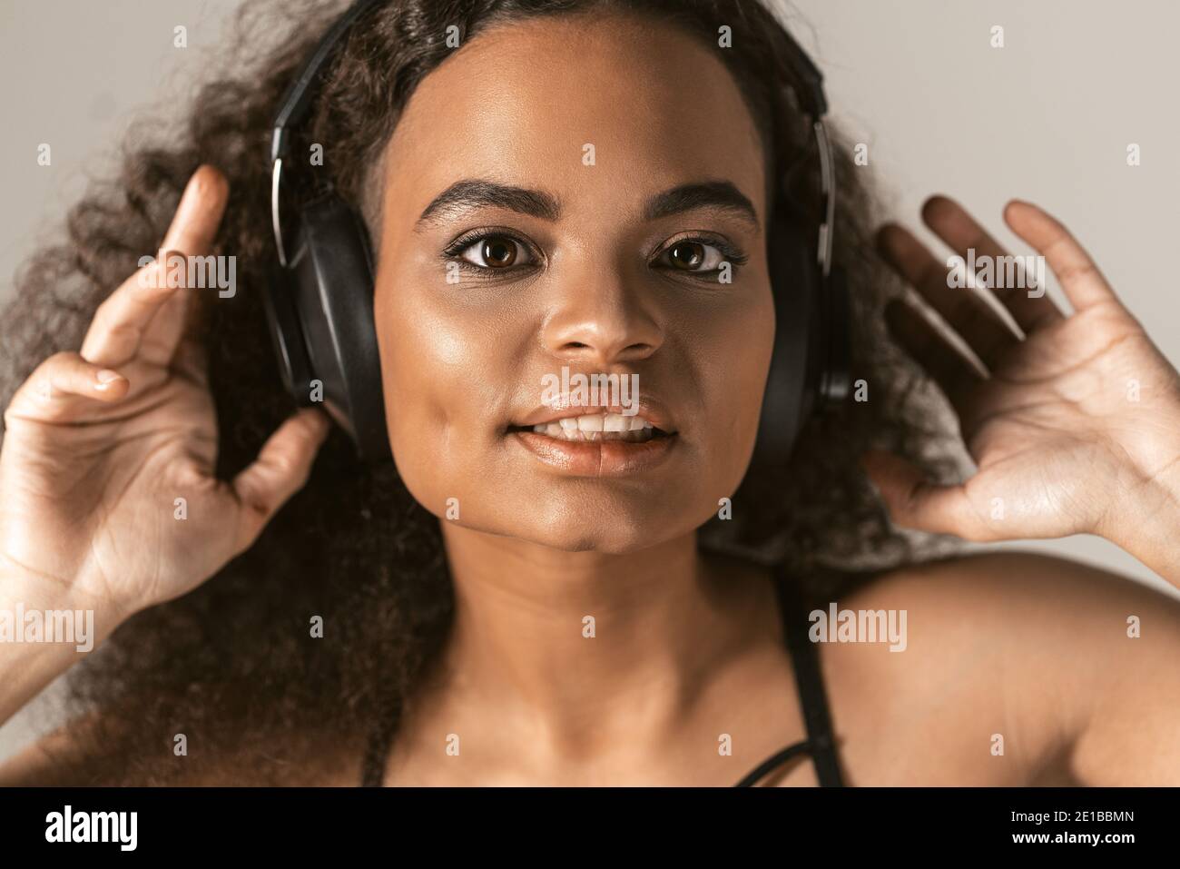 Passion Of A Music Young African American Girl Listening Her Favourite