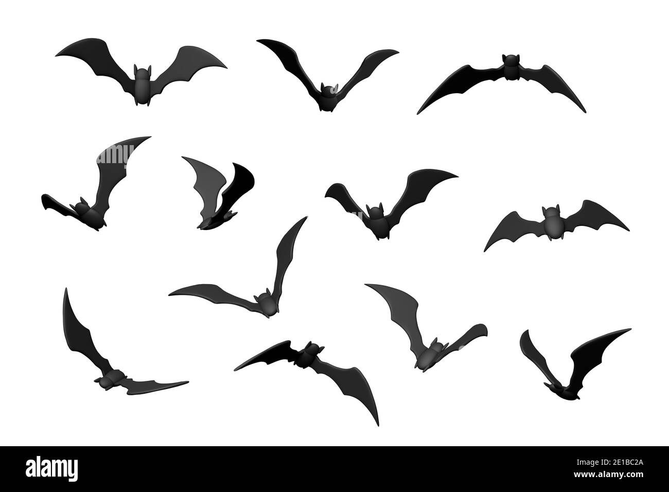 Flying black bat isolated on white background. Halloween set. 3d render ...