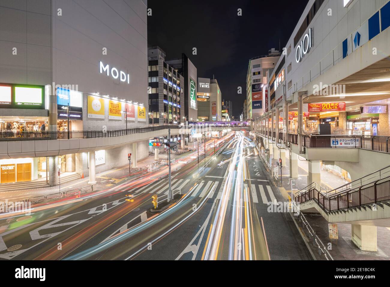 Machidaekimae-dori street at night, Machida City, Tokyo, Japan Stock ...