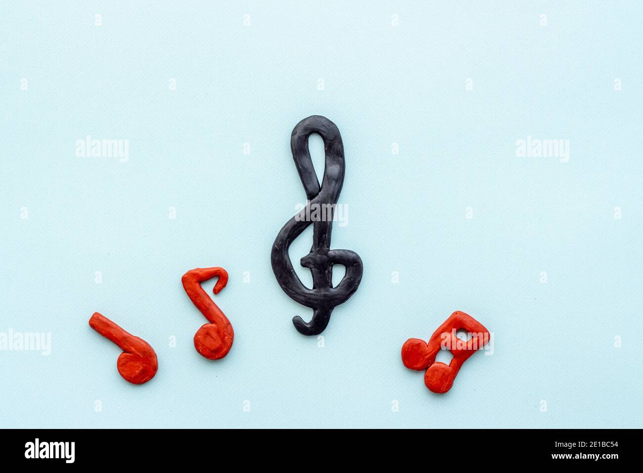 Abstract music notes made of rubber, top view. Music background Stock ...