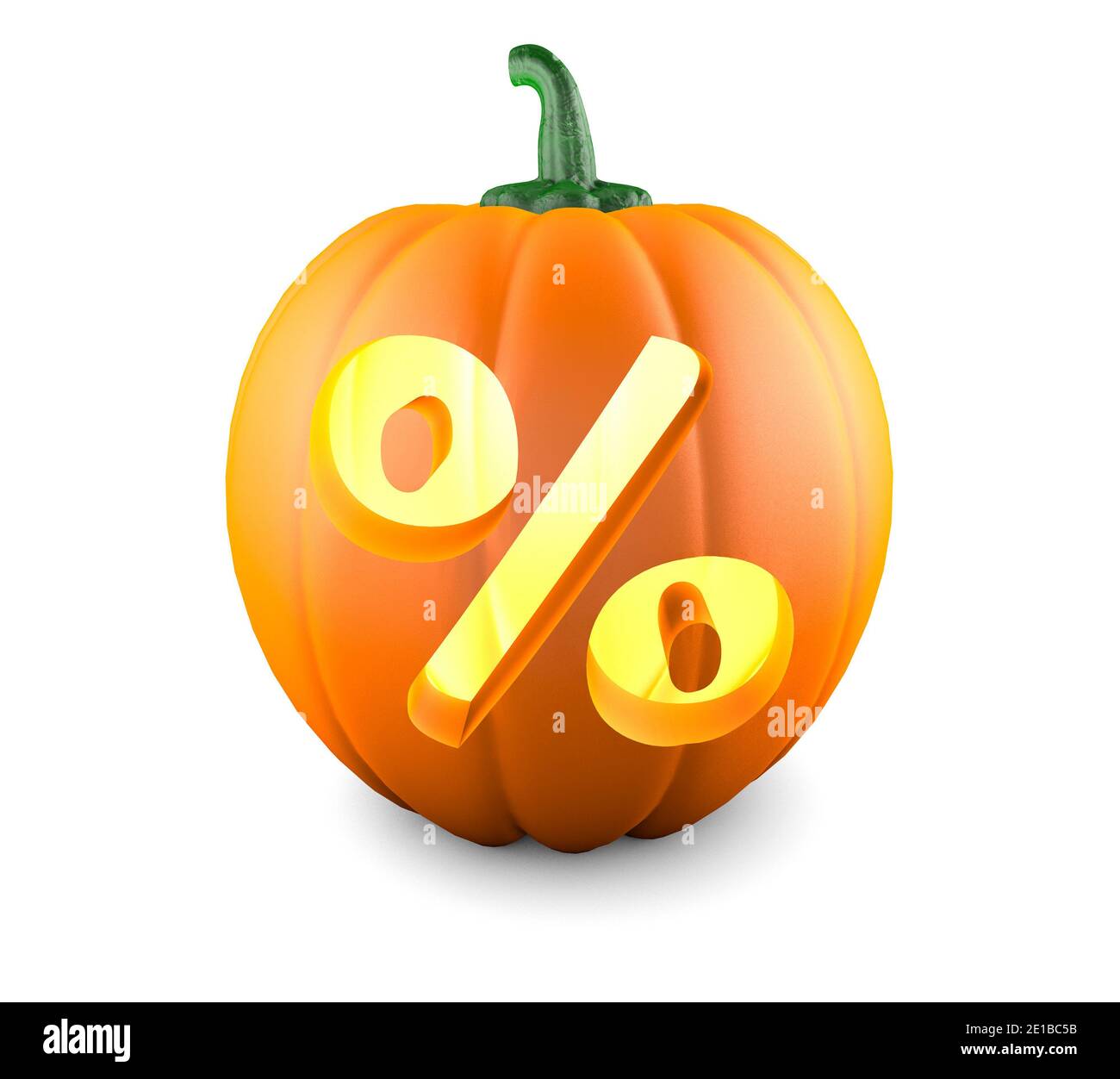 Pumpkin for halloween with cut out percent symbol isolated on white ...