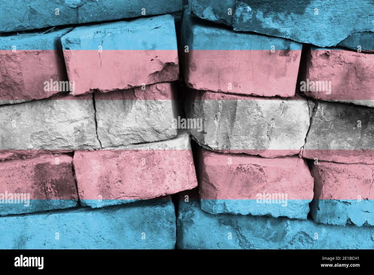 Transgender flag painted on brick wall Stock Photo - Alamy