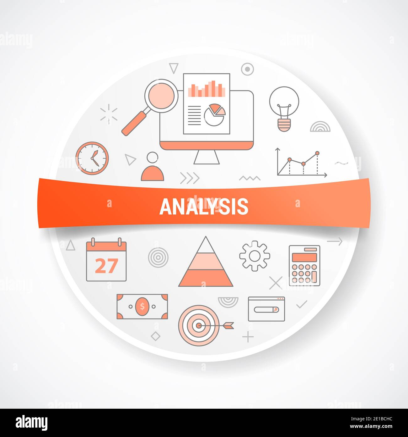 business analysis with icon concept with round or circle shape vector ...