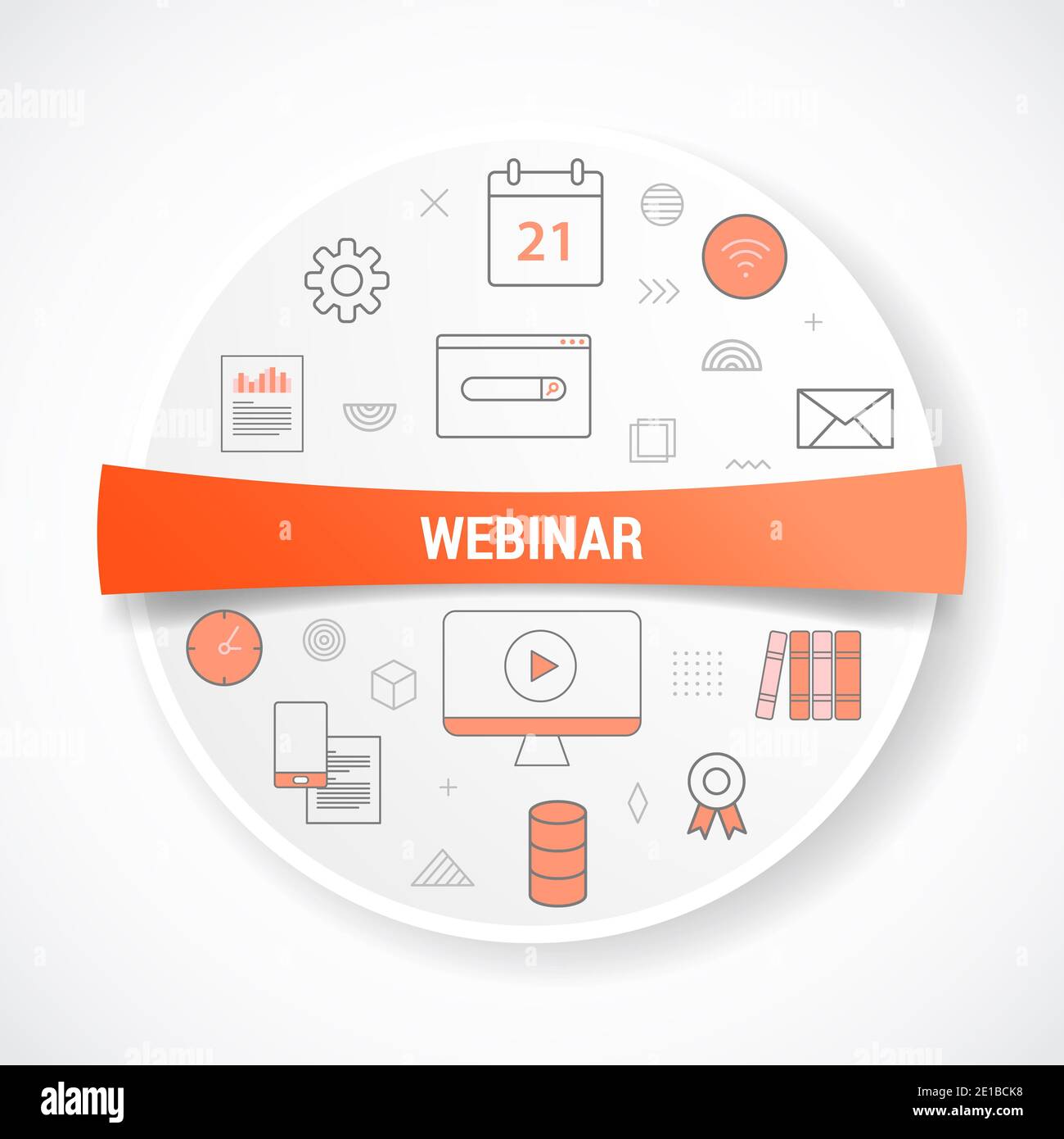 webinar with icon concept with round or circle shape vector ...