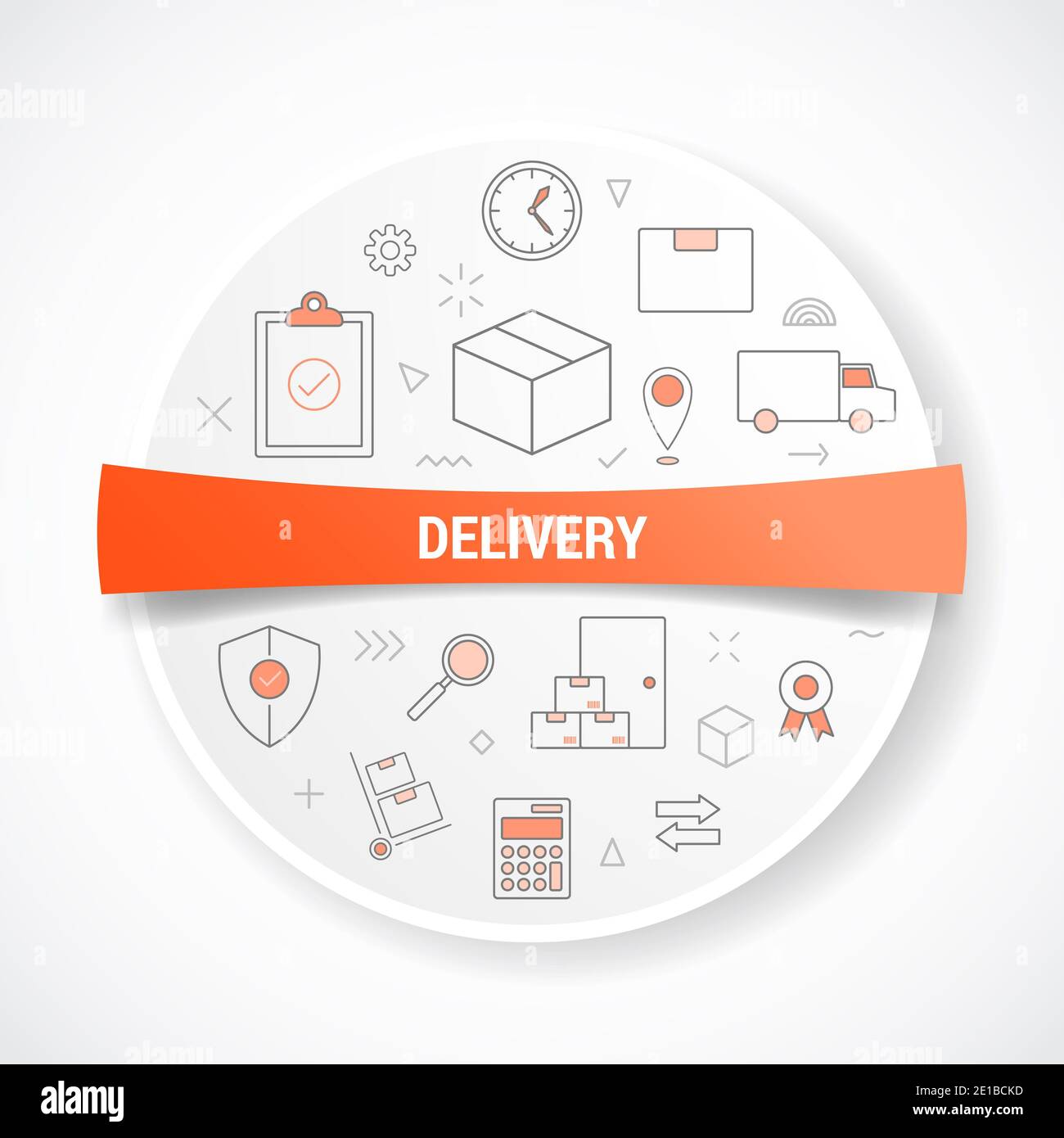 delivery or logistics shipment with icon concept with round or circle ...