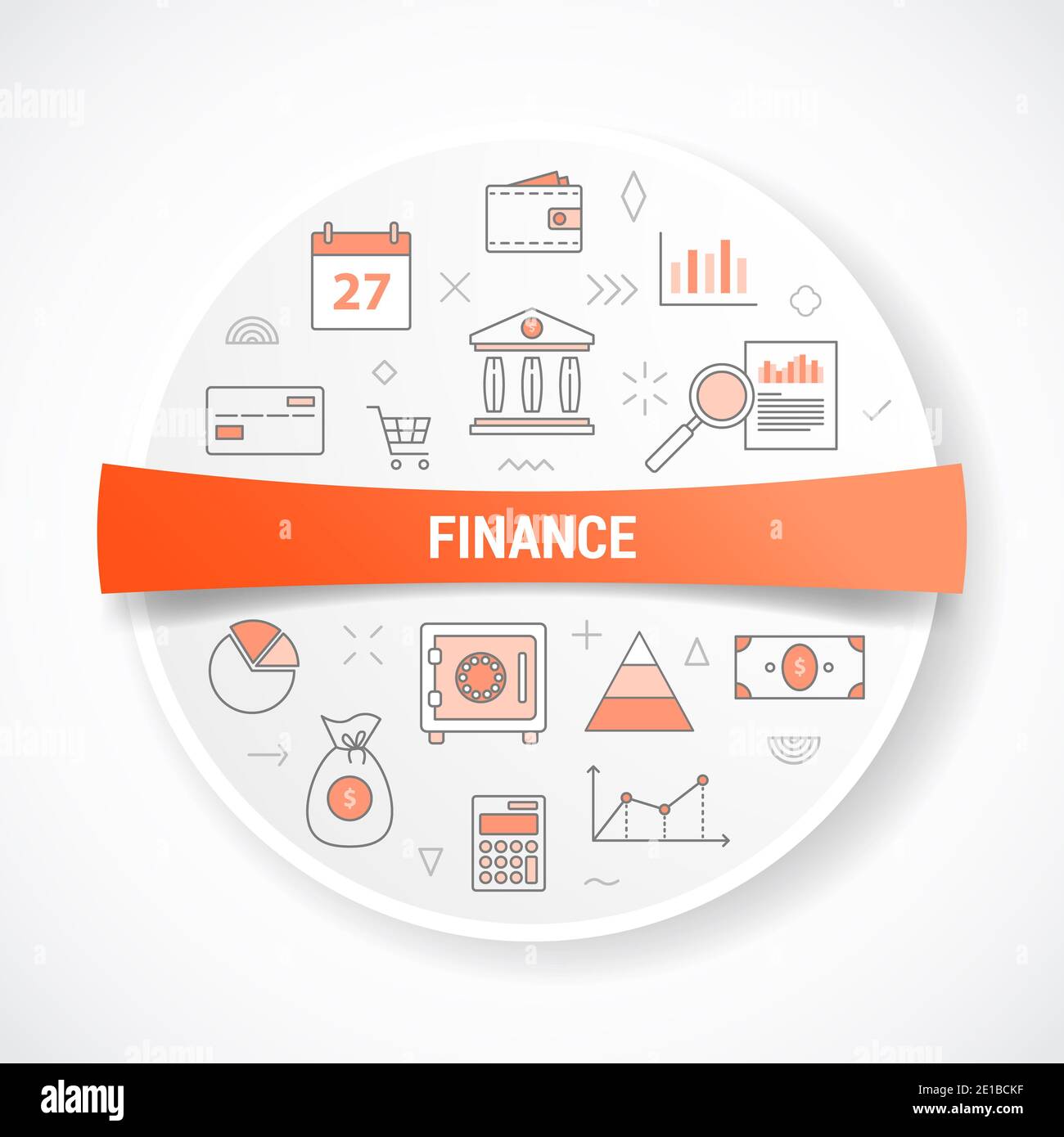 finance or financial with icon concept with round or circle shape ...