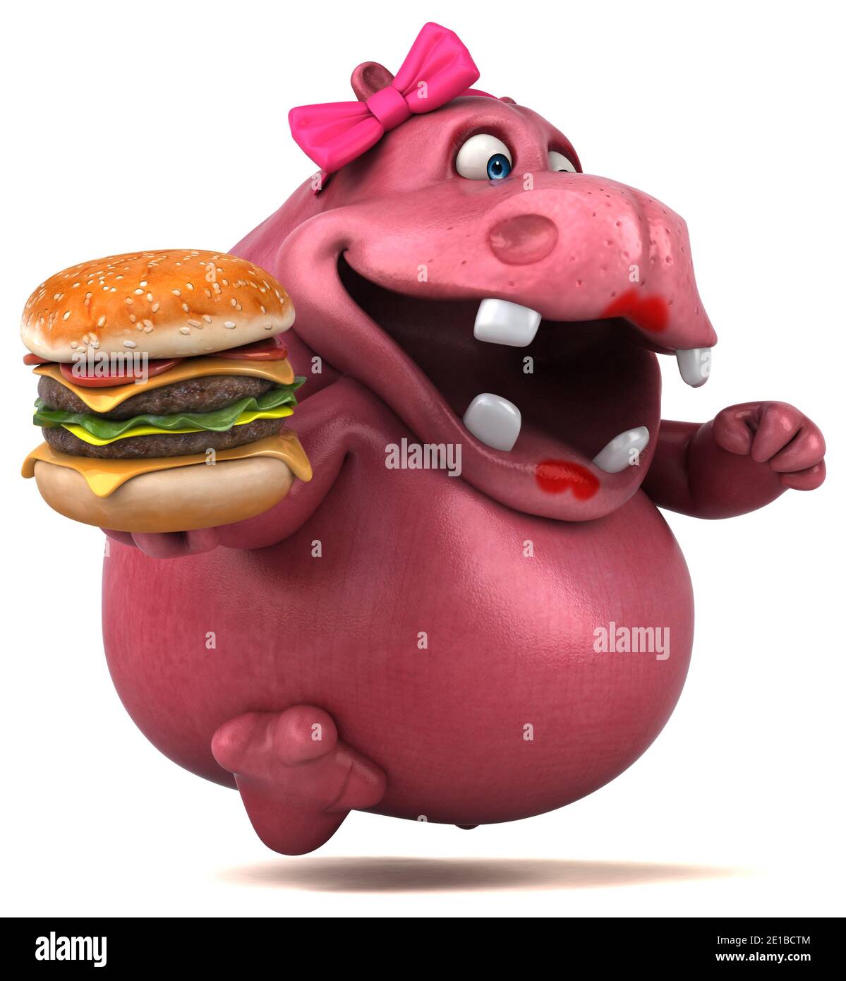 Pink Hippo - 3D Illustration Stock Photo - Alamy