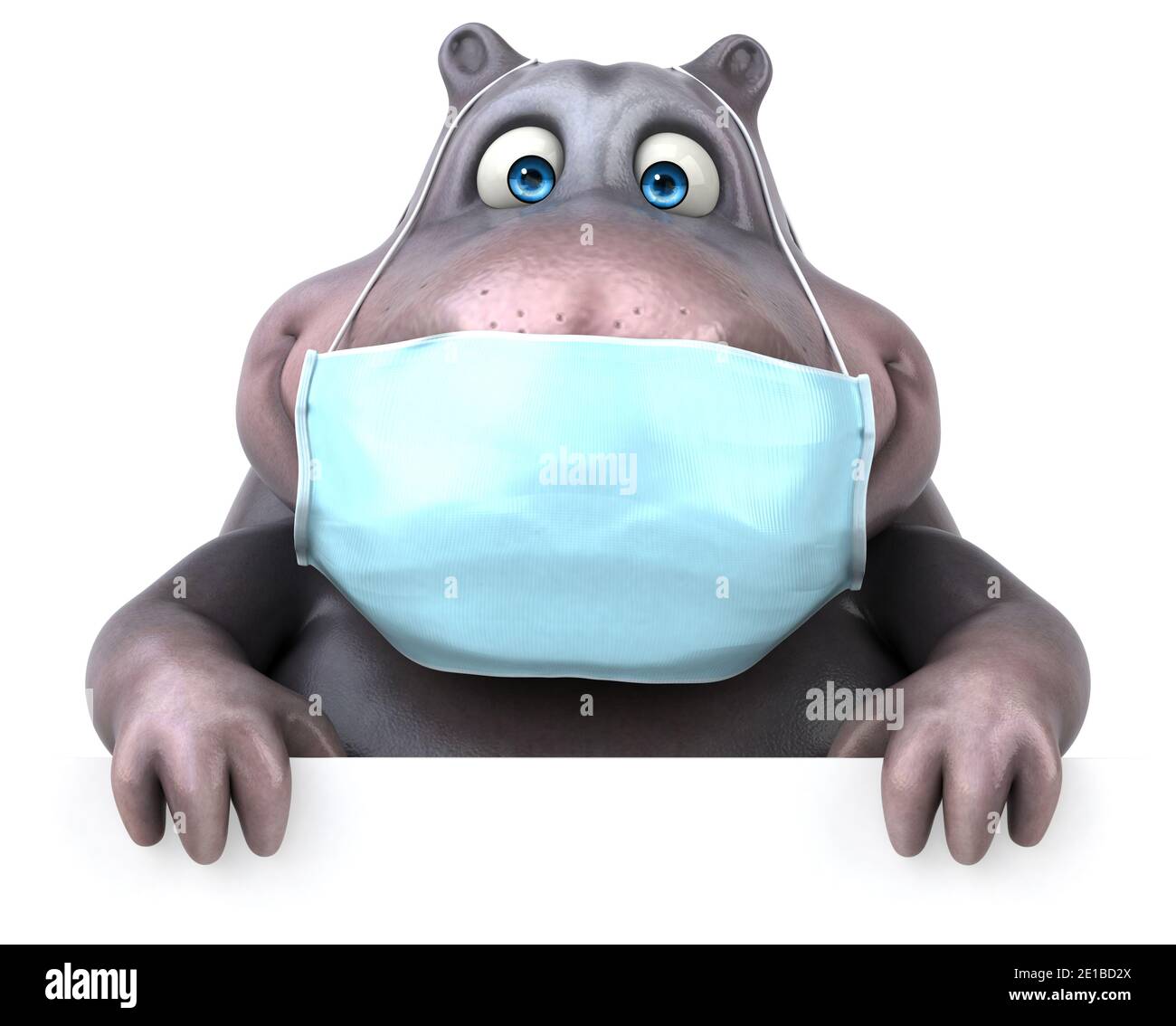 Fun 3D cartoon hippo with a mask Stock Photo - Alamy