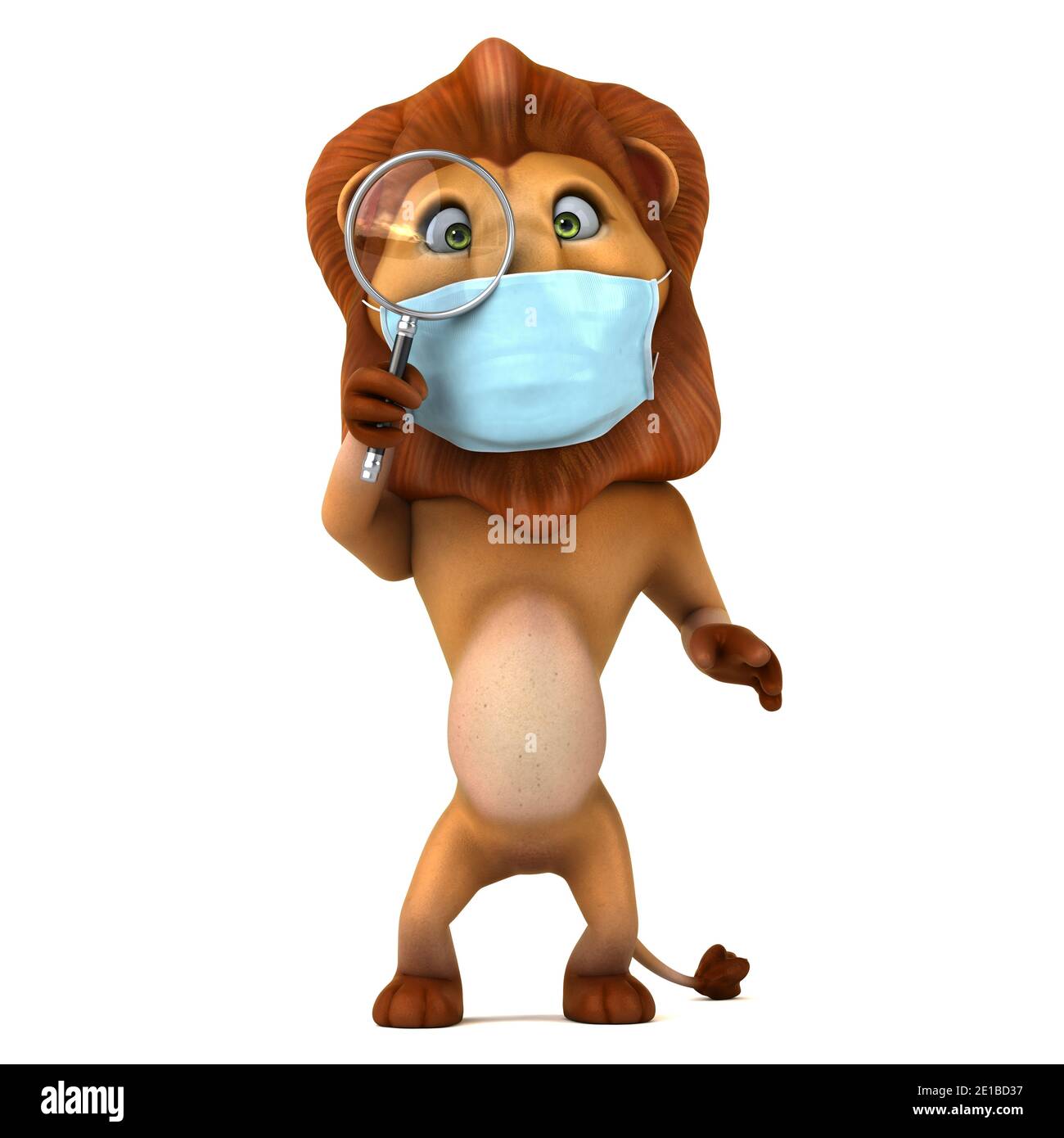 Fun 3D illustration of a cartoon Lion with a mask Stock Photo - Alamy