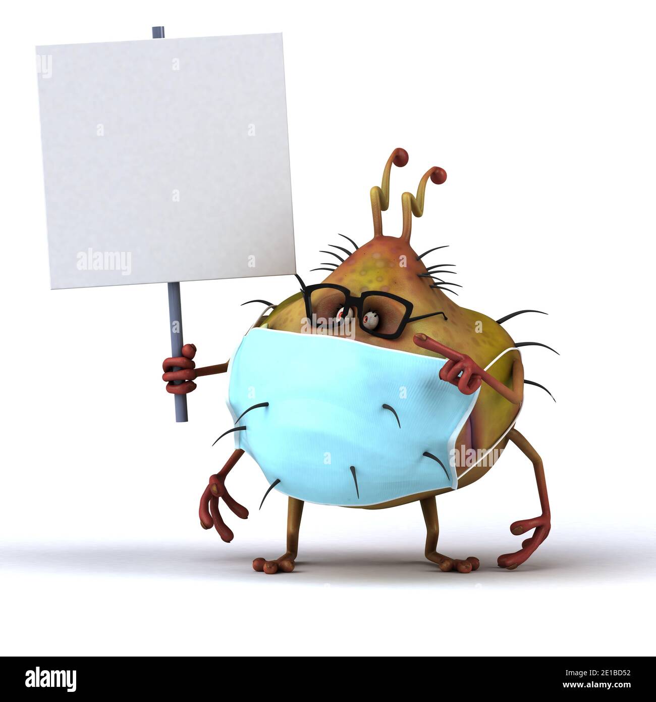 Fun 3D illustration of a cartoon microbe with a mask Stock Photo - Alamy