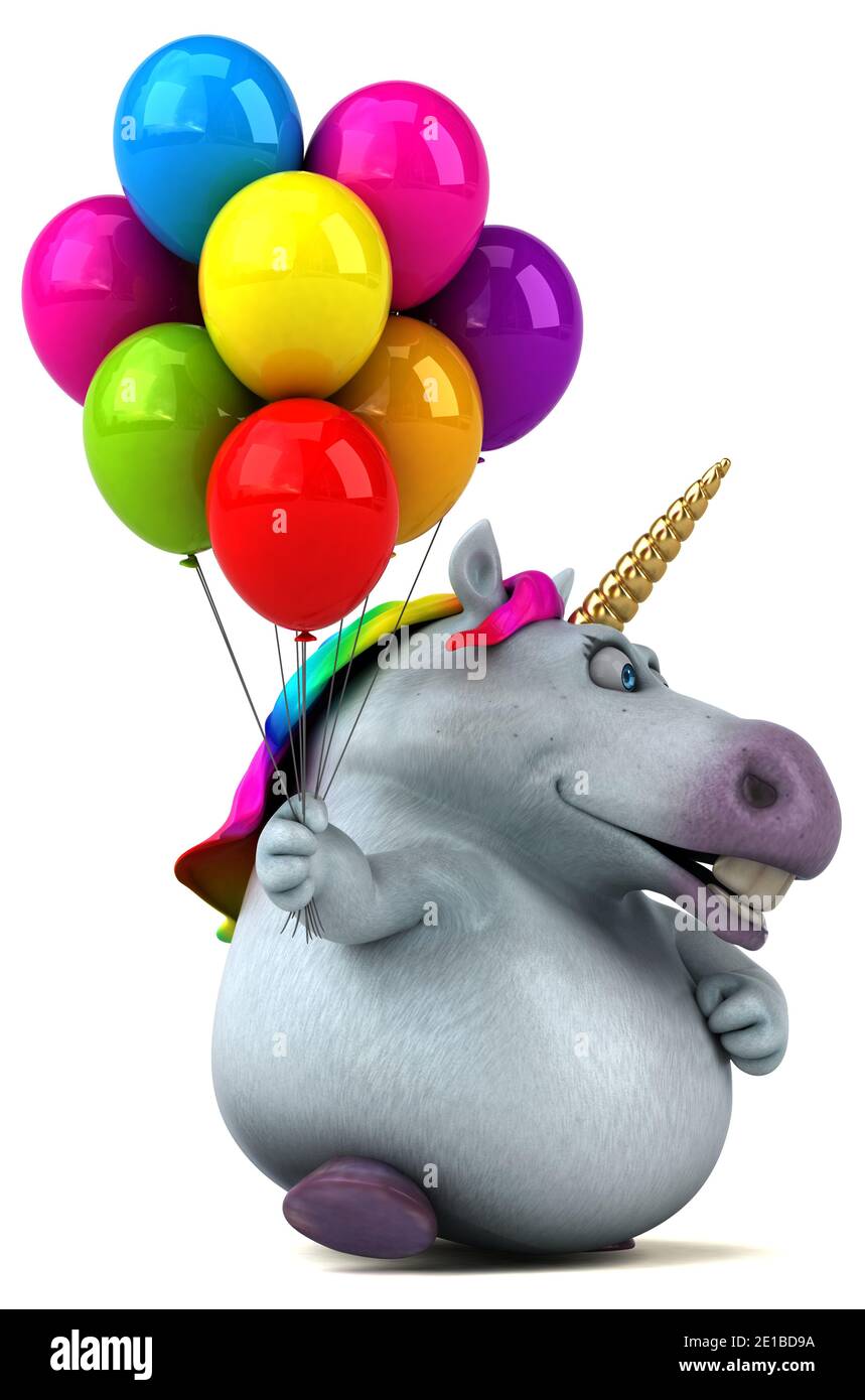 Fun unicorn - 3D Illustration Stock Photo - Alamy