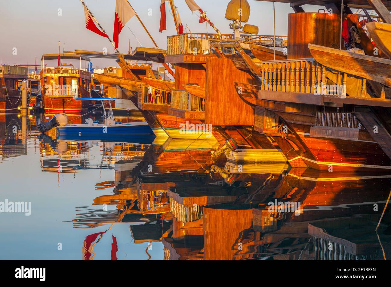 Wooden boats in Doha. Doha, Ad-Dawhah, Qatar Stock Photo - Alamy