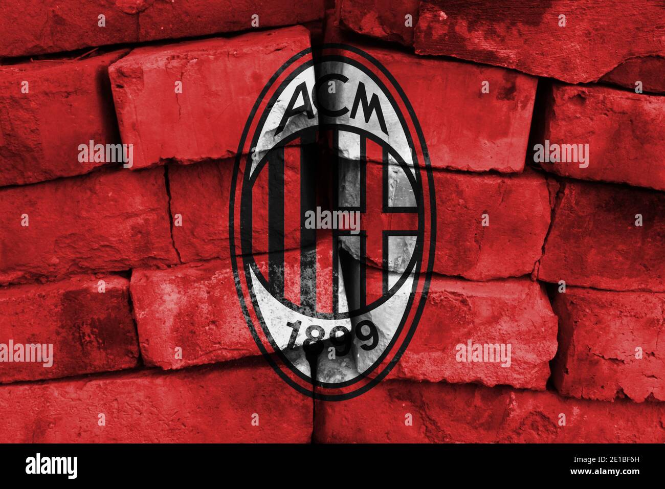 Football Club ACM flag painted on brick wall Stock Photo - Alamy