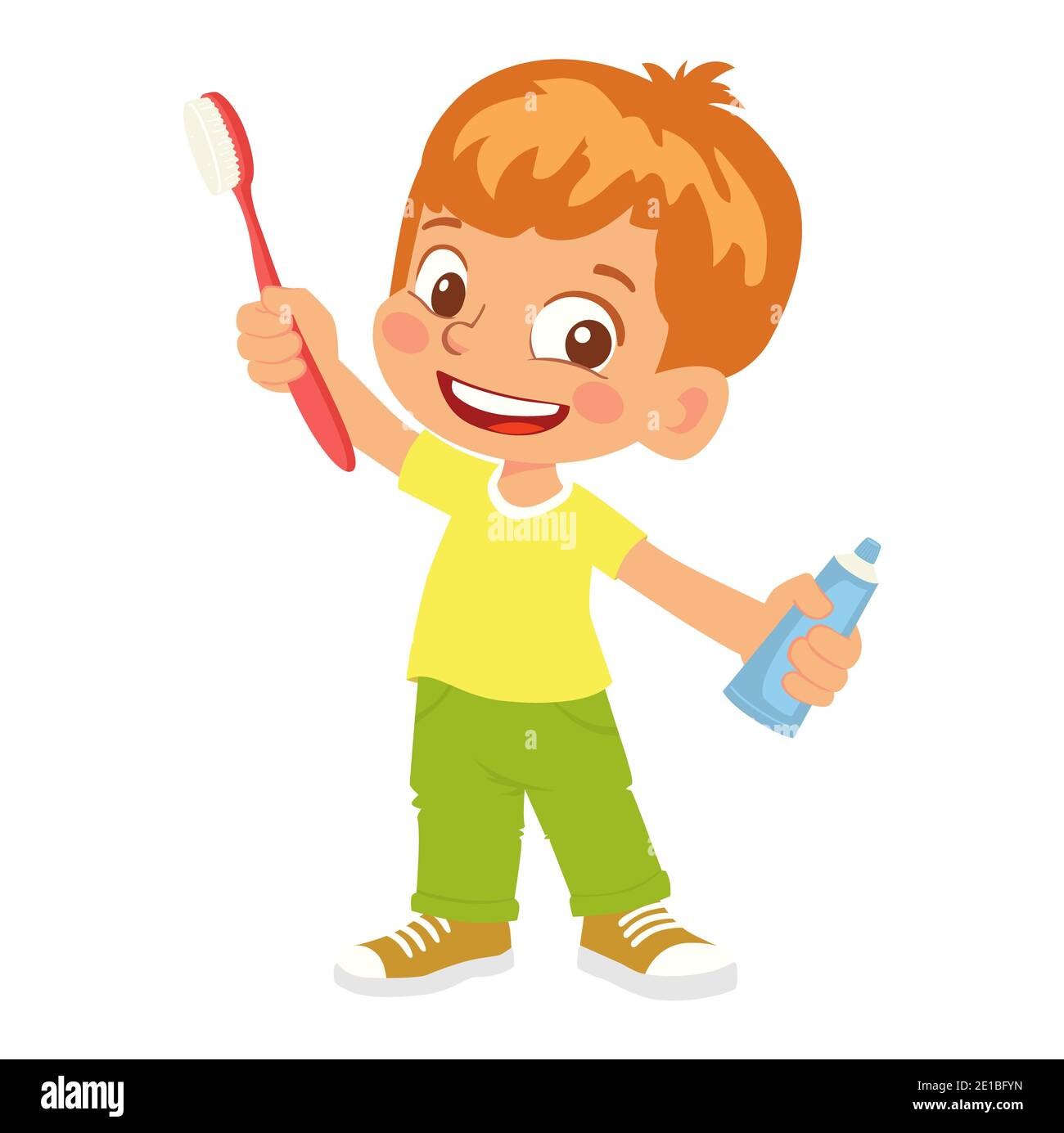 Child toothbrush toothpaste Cut Out Stock Images & Pictures - Alamy