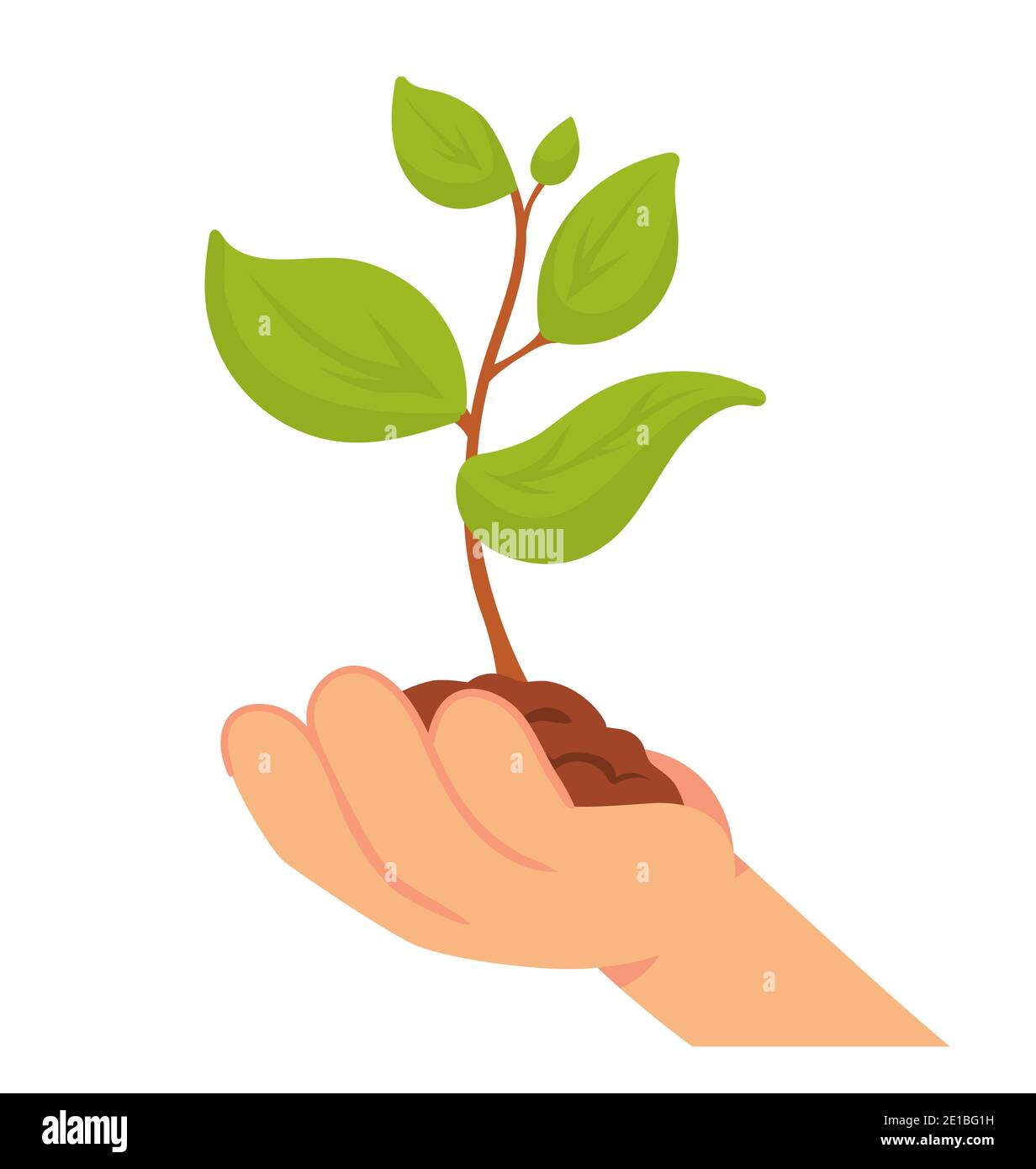 Green sprout in hand clipart Stock Photo - Alamy