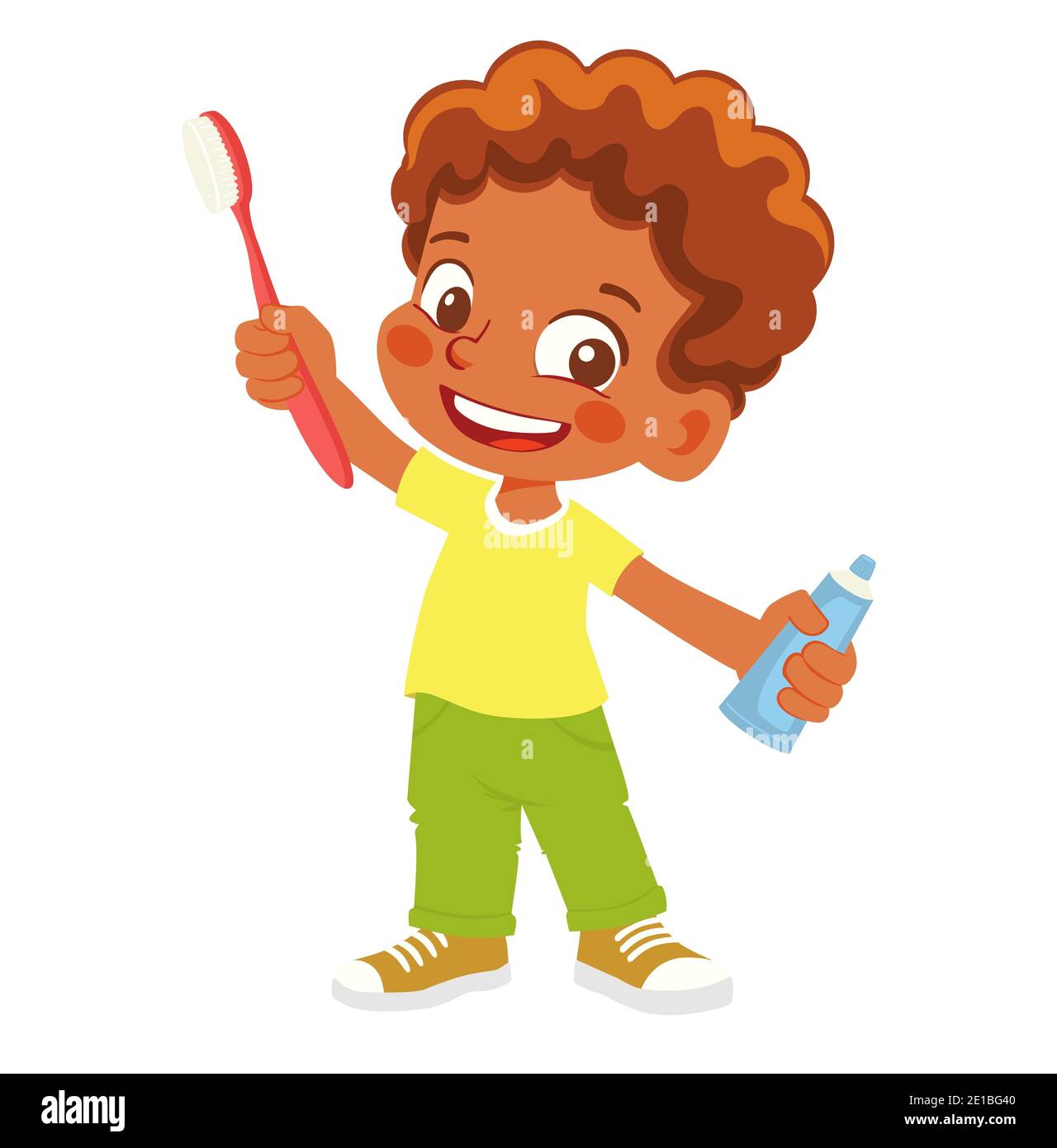 Child toothbrush toothpaste Cut Out Stock Images & Pictures - Alamy