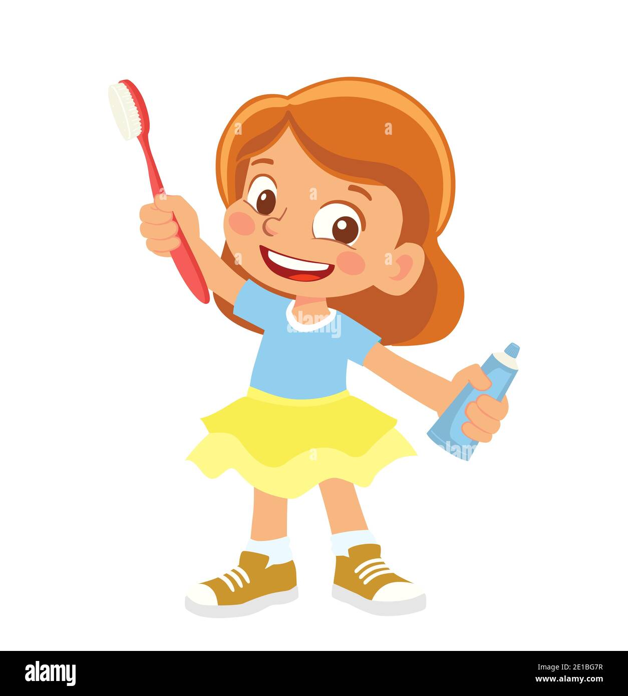 Child toothbrush toothpaste Cut Out Stock Images & Pictures - Alamy