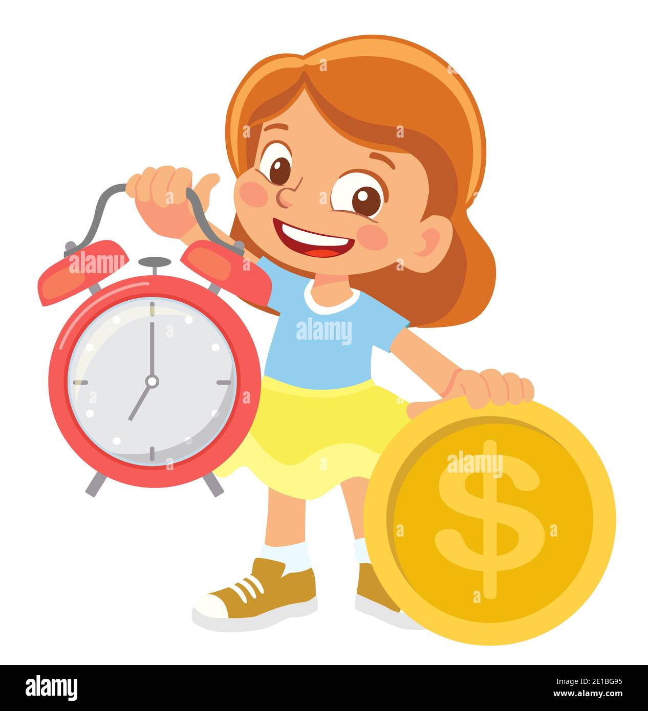 Girl holding clock and money clipart Stock Photo - Alamy