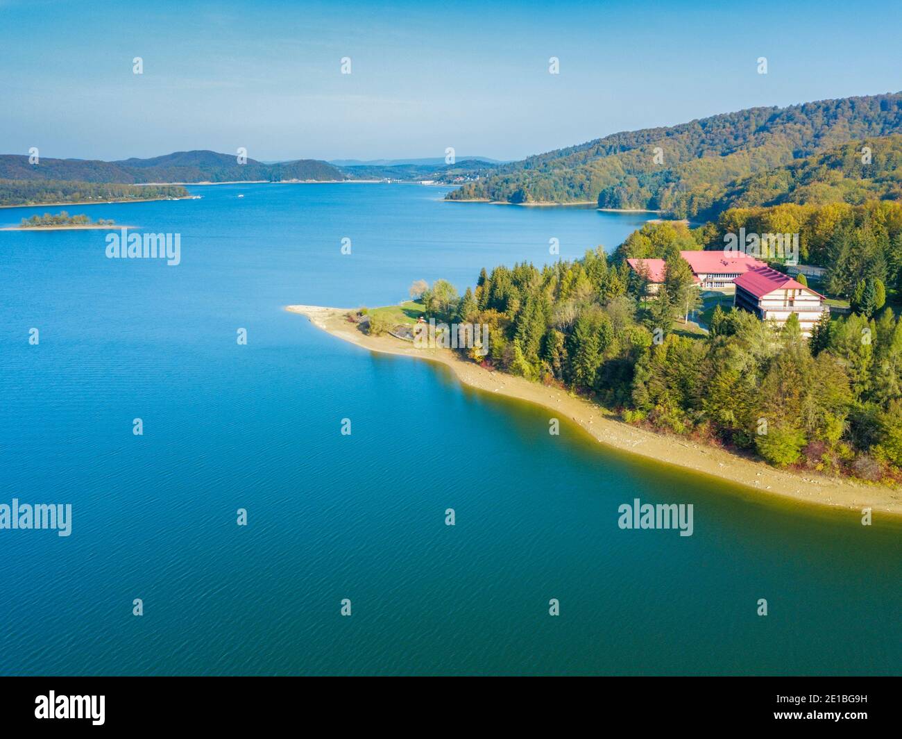 Aerial illuminated view lake shore hi-res stock photography and images ...