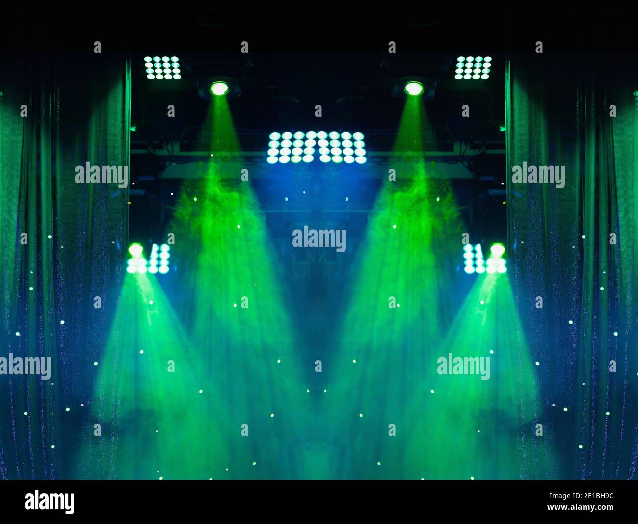 scene, stage light with colored spotlights and smoke Stock Photo - Alamy