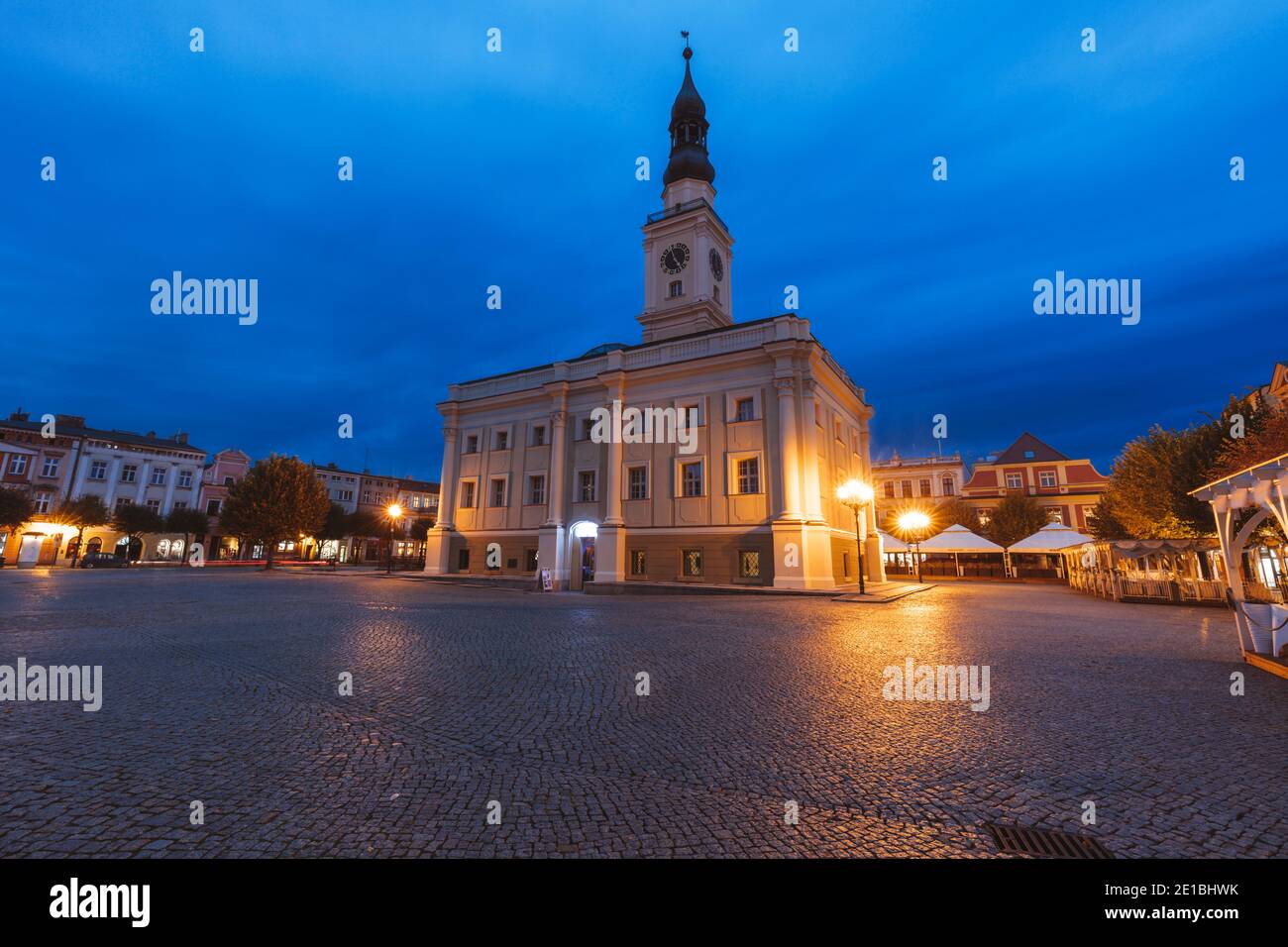 Leszno City hall at evening. Leszno, Greater Poland, Poland Stock Photo ...