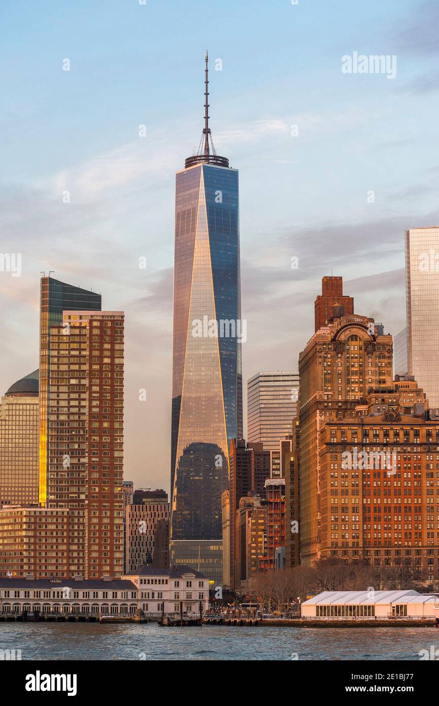 USA, New York City: overview of Manhattan and the One World Trade ...