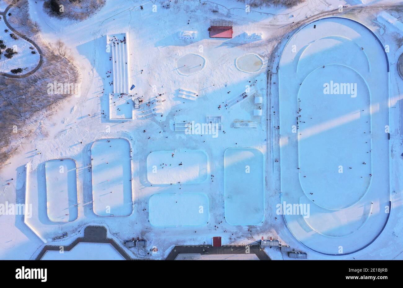 An aerial view of the 60,000 square meters ice-skating rink which is ...