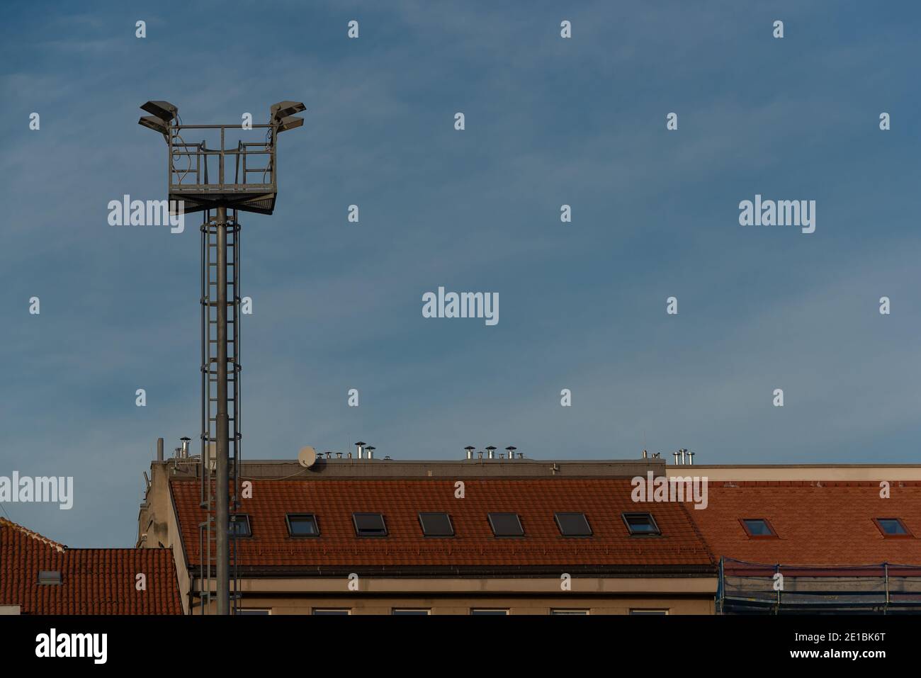 Roofs and chimneys at the old and high quality buildings in the ...