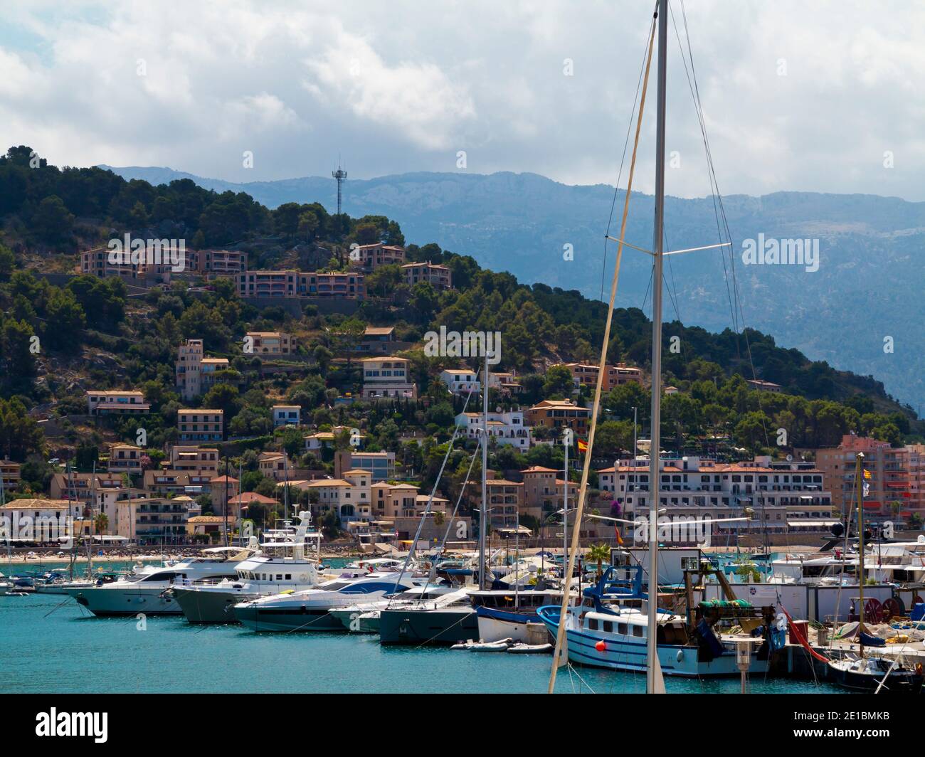 Boats in the harbour at Port de Soller a resort on the north west coast ...