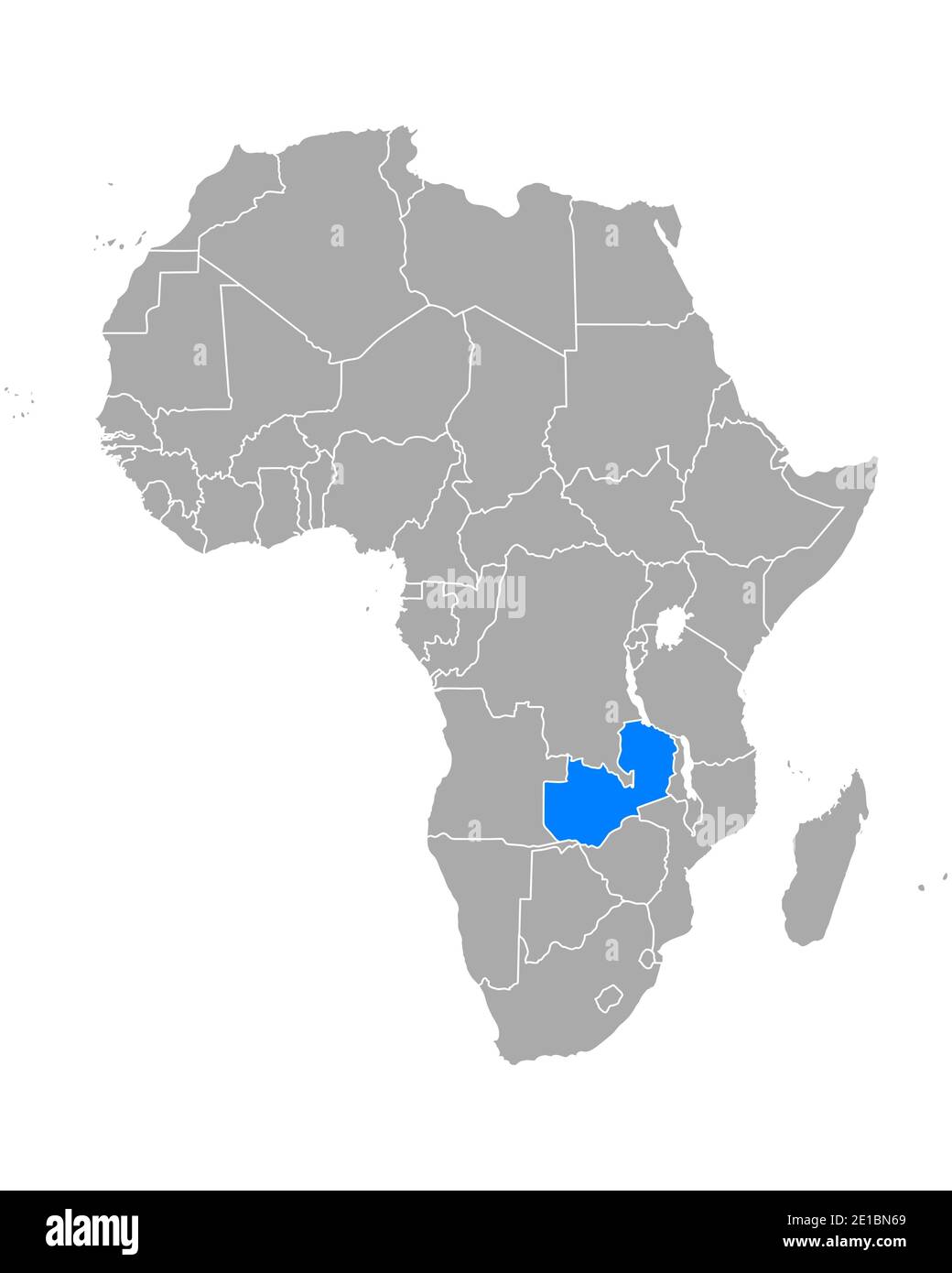 Map of Zambia in Africa Stock Photo - Alamy